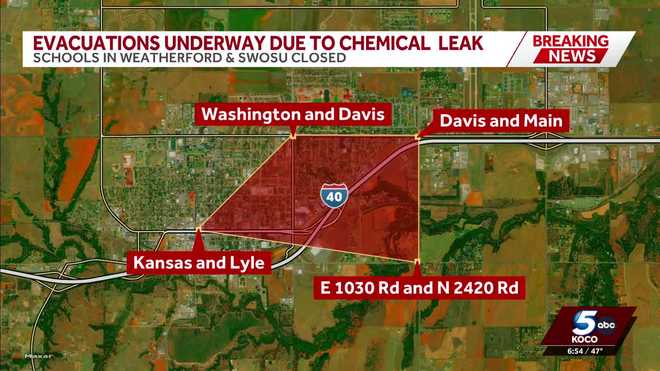 Hundreds evacuated after ammonia gas leak in Oklahoma