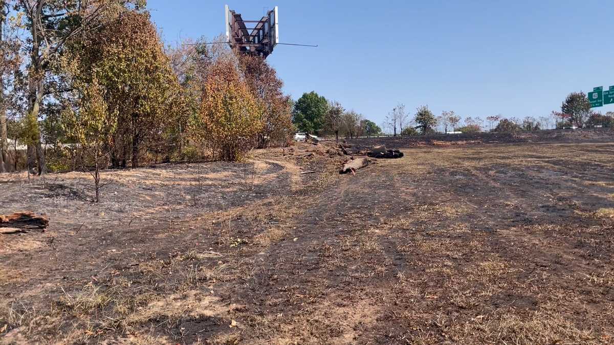 Grass fire along I-49 in Springdale leaves behind damage
