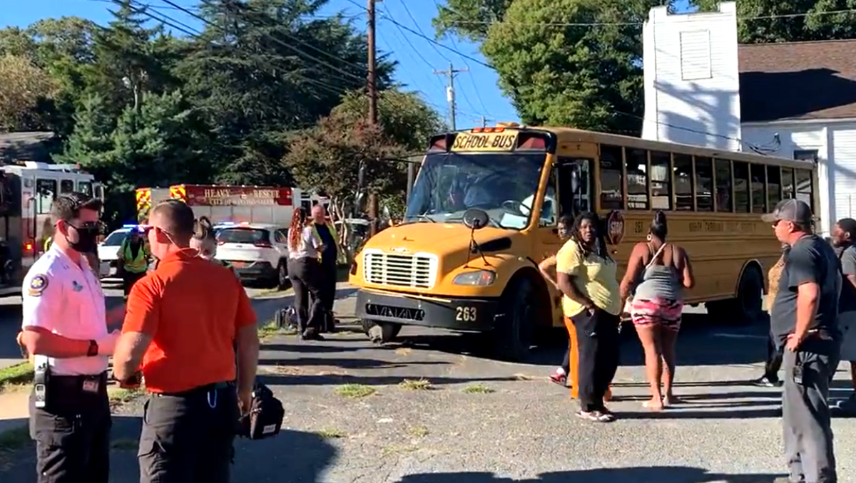 School bus collides with Transit Authority bus, multiple injuries reported