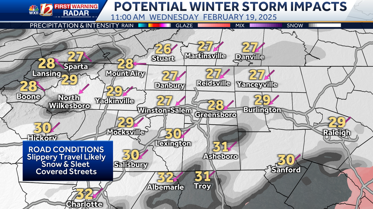 North Carolina snow forecast timeline, updates