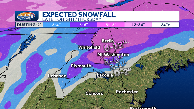 New Hampshire weather update: Snow, wintry mix, rain on way