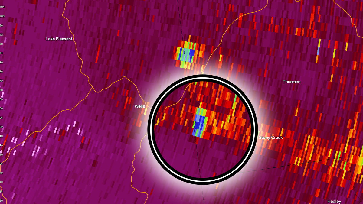 Tornado debris signatures detected by radar out of Montague, New York