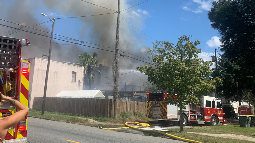 Fire in downtown Savannah