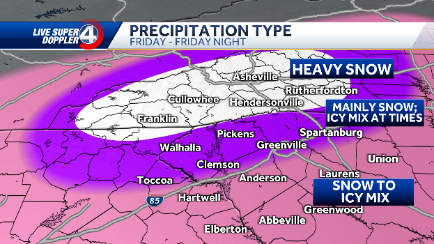 Winter storm forecast models, expected totals for South Carolina