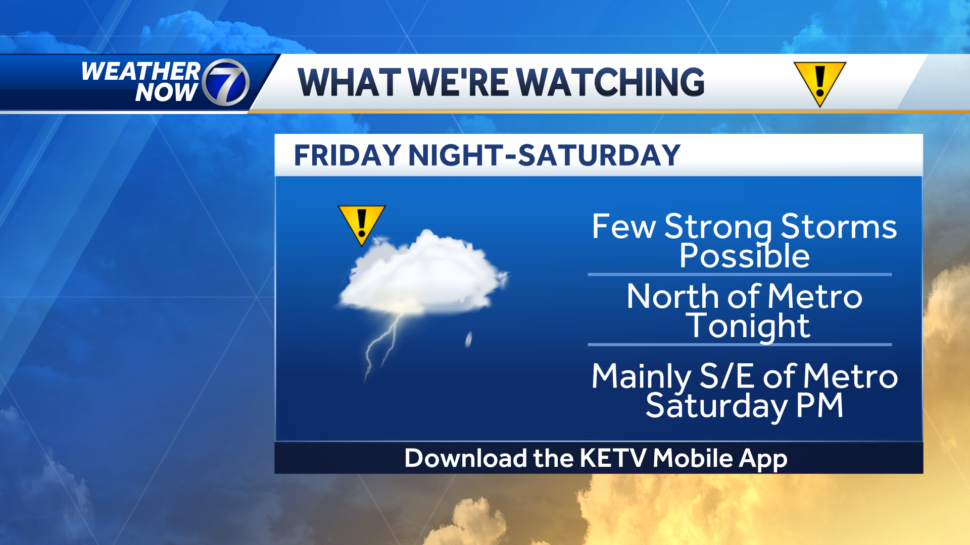Potential for a few strong storms Friday night, Saturday afternoon - KETV