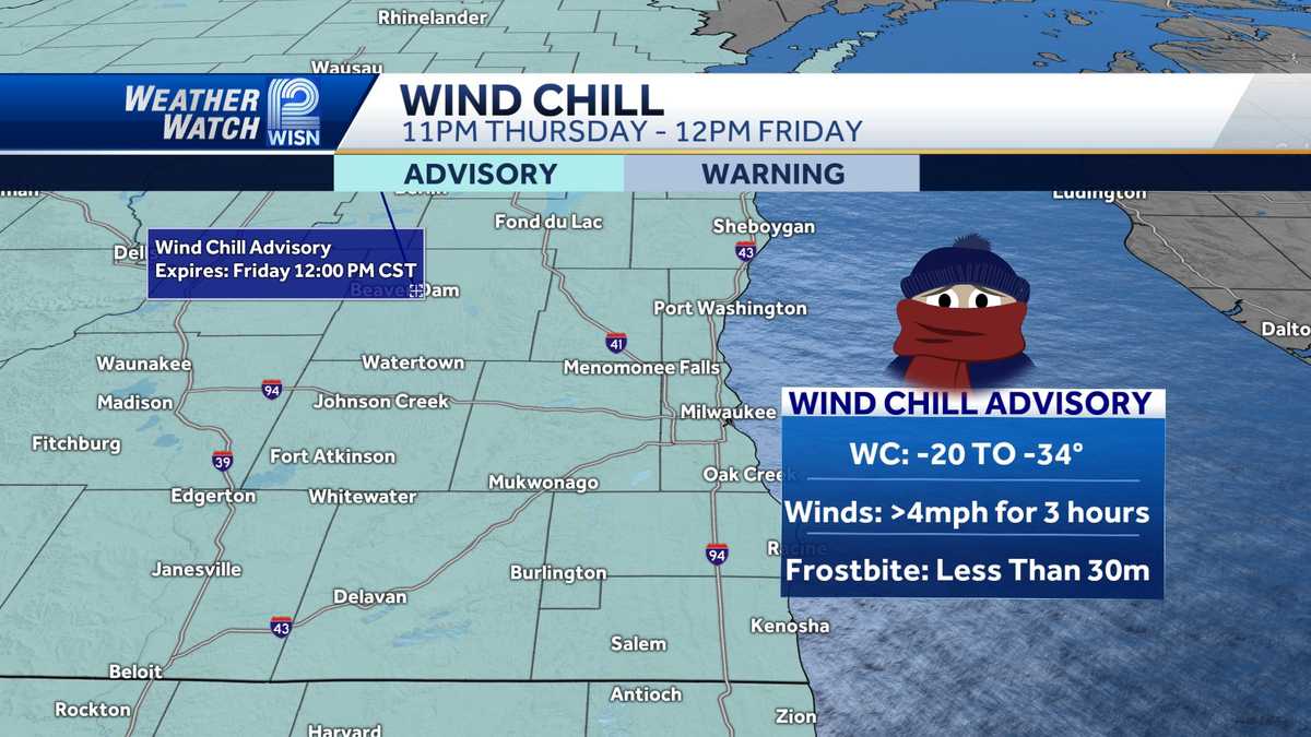 Temperature plunge: Wind chill advisory in effect from 11 p.m. until ...