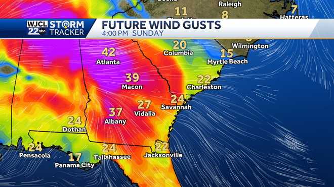 Savannah: Rain chances and gusty winds possible