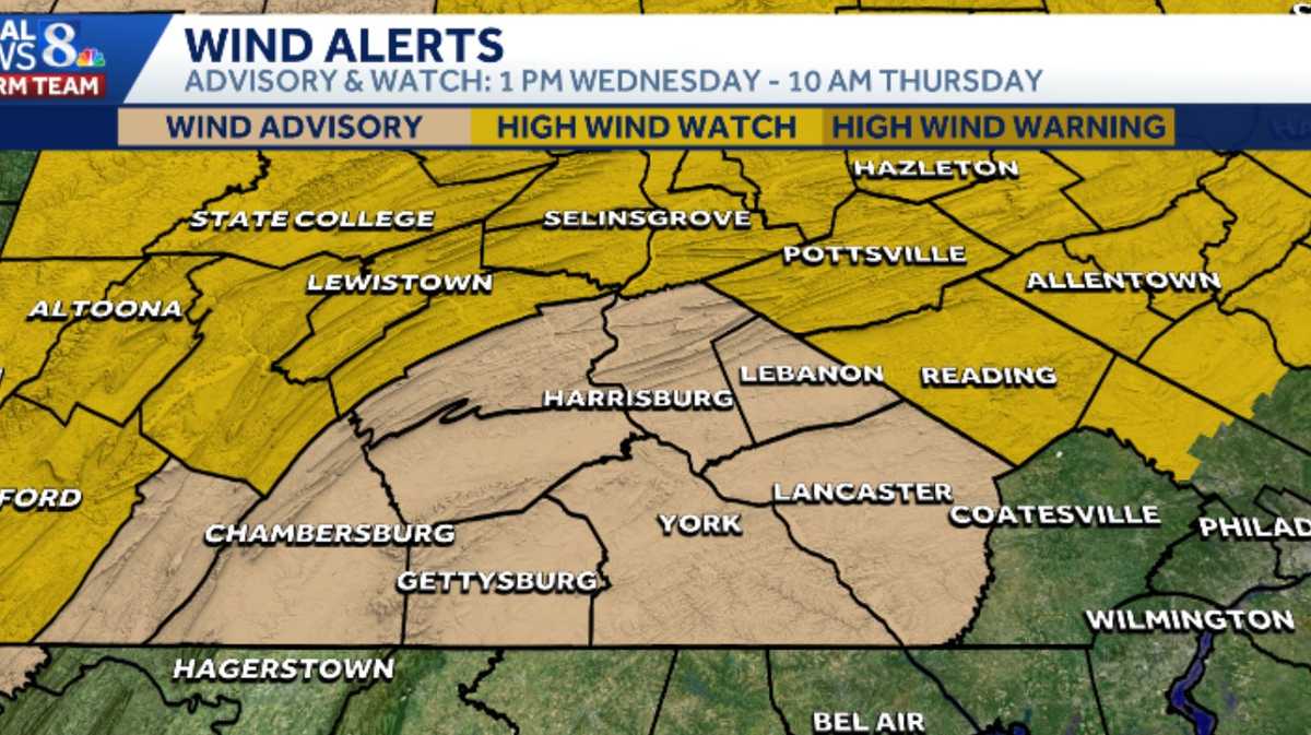 Wind advisory, high wind watch issued for South-Central PA: Strong ...