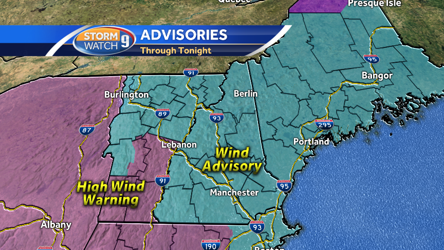 Wind Advisory posted for all of NH; gusts up to 55 mph possible