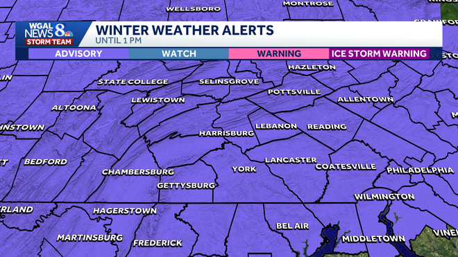 Freezing rain moves into south-central Pa.