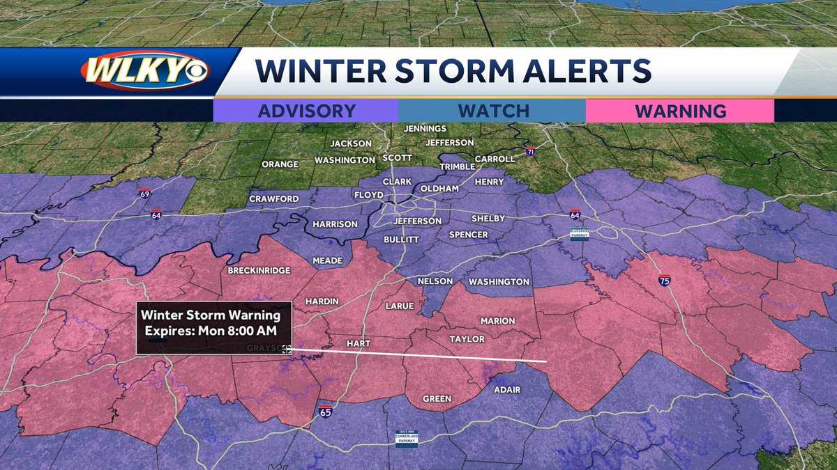 Winter Storm Warning in effect for Southern counties