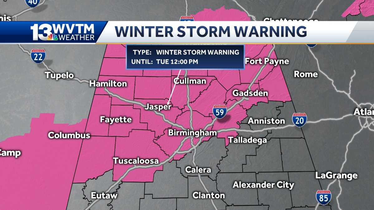 Winter storm warnings are in effect for the area