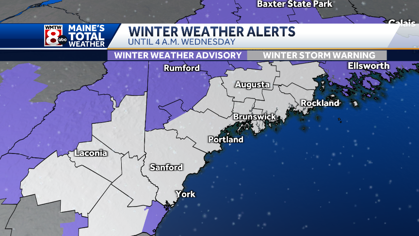 Winter Storm Warning for Maine underway: Widespread snow continues