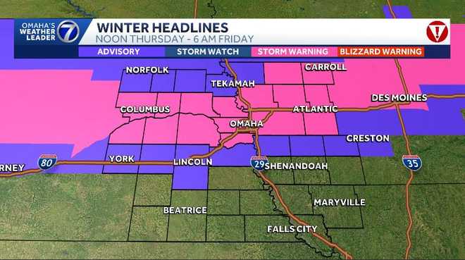 Omaha Weather: Winter storm timeline for Thursday
