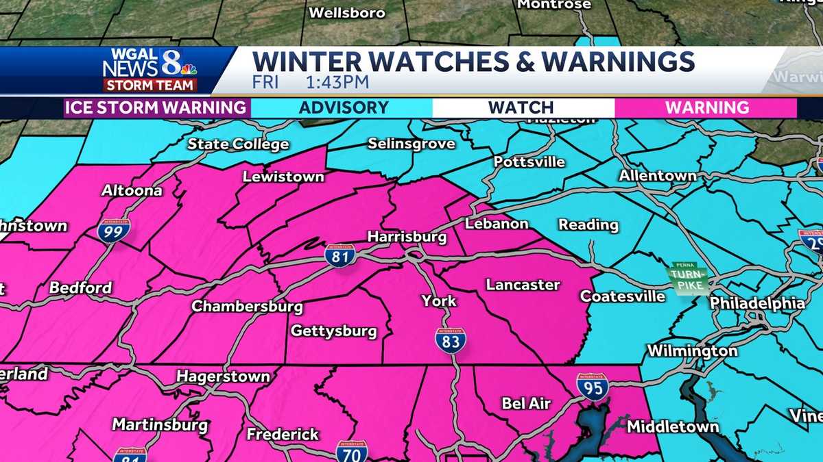 NWS: Winter storm watches, advisories for South-Central Pennsylvania