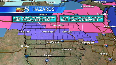Winter weather advisory issued for Friday through Saturday