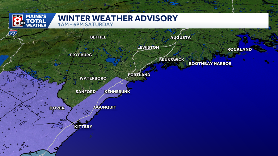 Winter Weather Advisory in effect for coastal York County