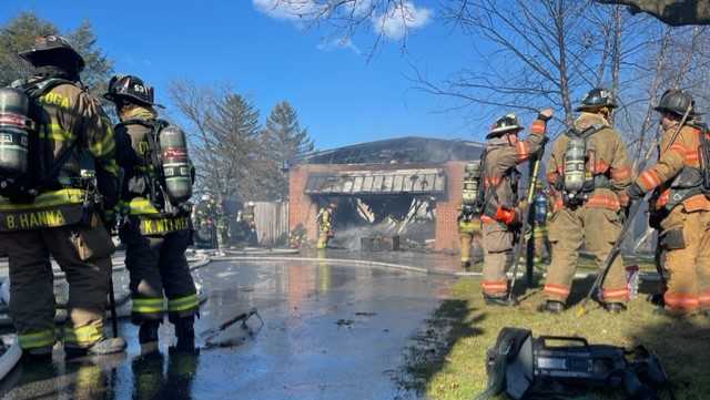 Crews battle fire in Lancaster County