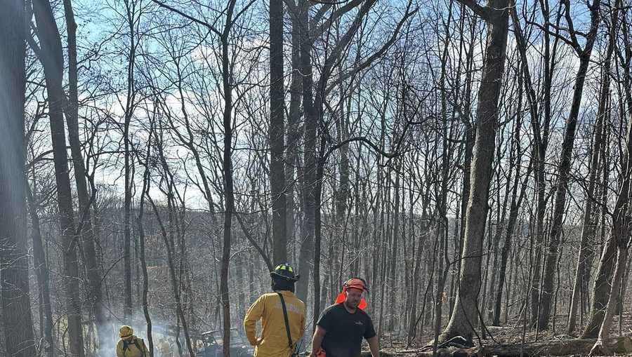 Firefighters tackle 2-acre woods fire in York County, Pa.