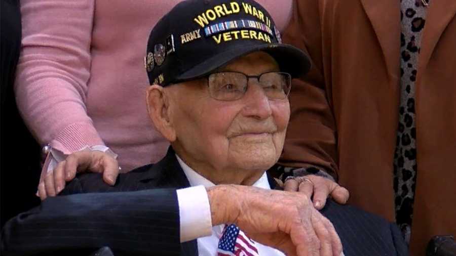 WWII vet who survived COVID-19 honored on 105th birthday