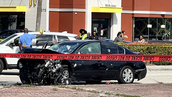 Car riddled with bullets after shooting in Florida neighborhood