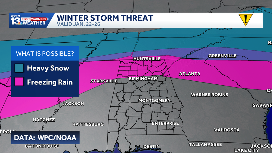 Alabama winter storm threat: Rain, snow, ice possible this weekend
