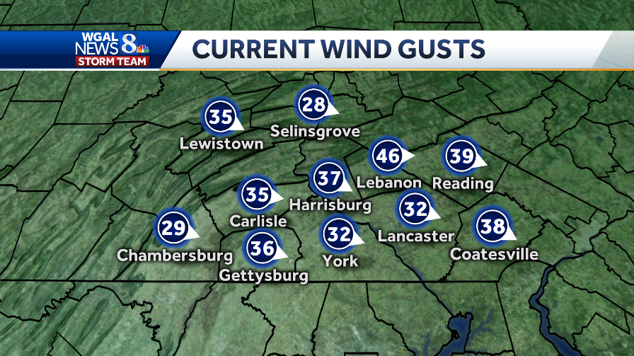 Wind gusts could top 45 mph