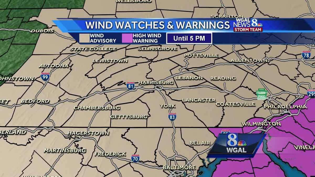 Wind Advisory in effect until 5pm; Gusts up to 50mph
