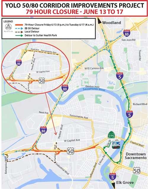 Eastbound Highway 50 to fully close in Yolo County this weekend