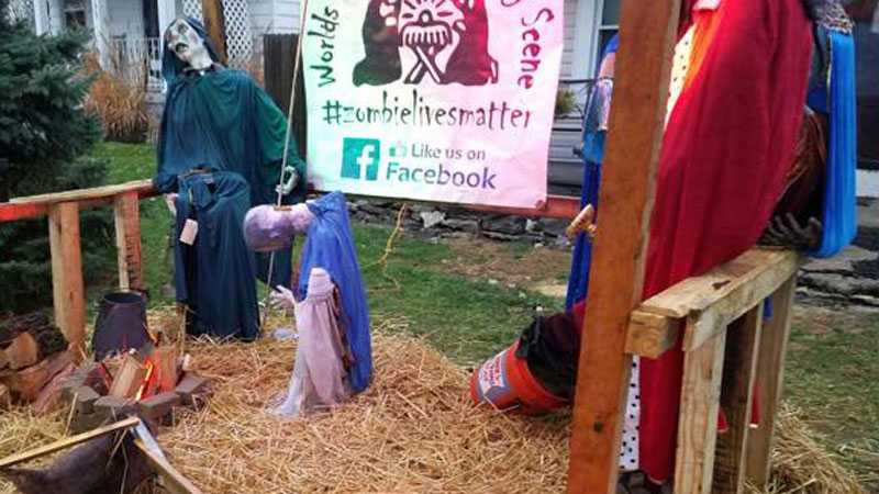 Controversial Zombie Nativity Scene vandalized days after assembly
