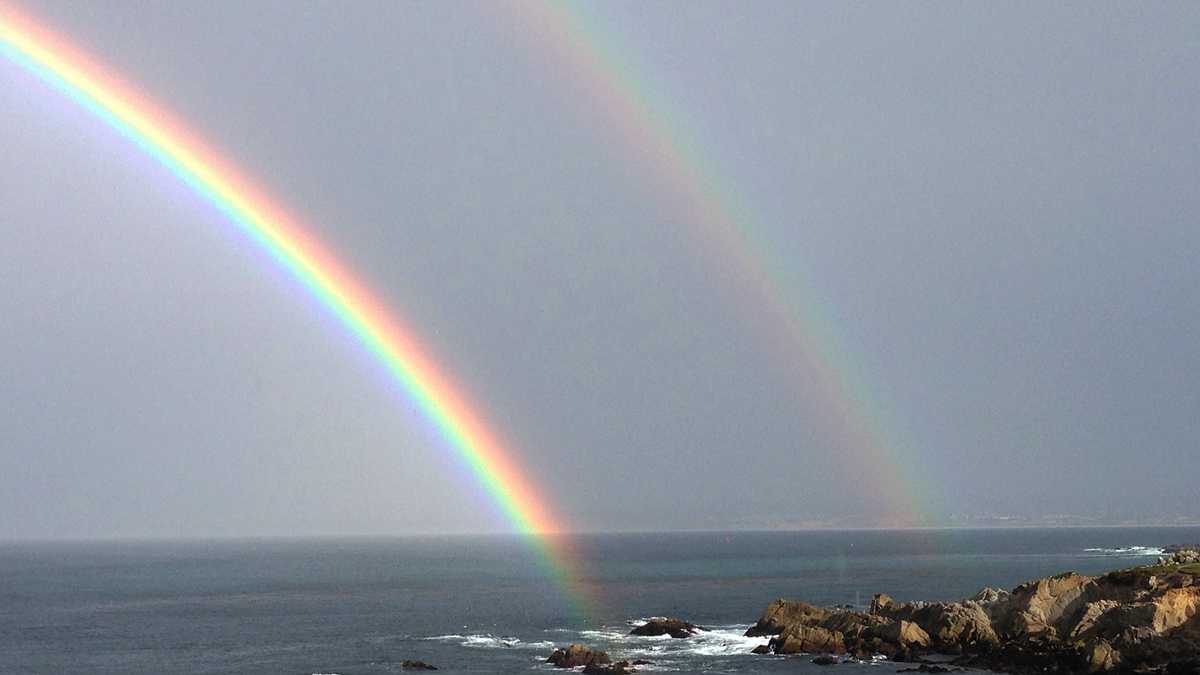 Brilliant rainbow forms over Central Coast