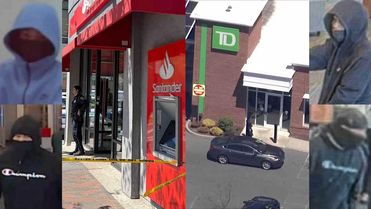 Getaway car, hoodie link 2 brazen Boston bank heists