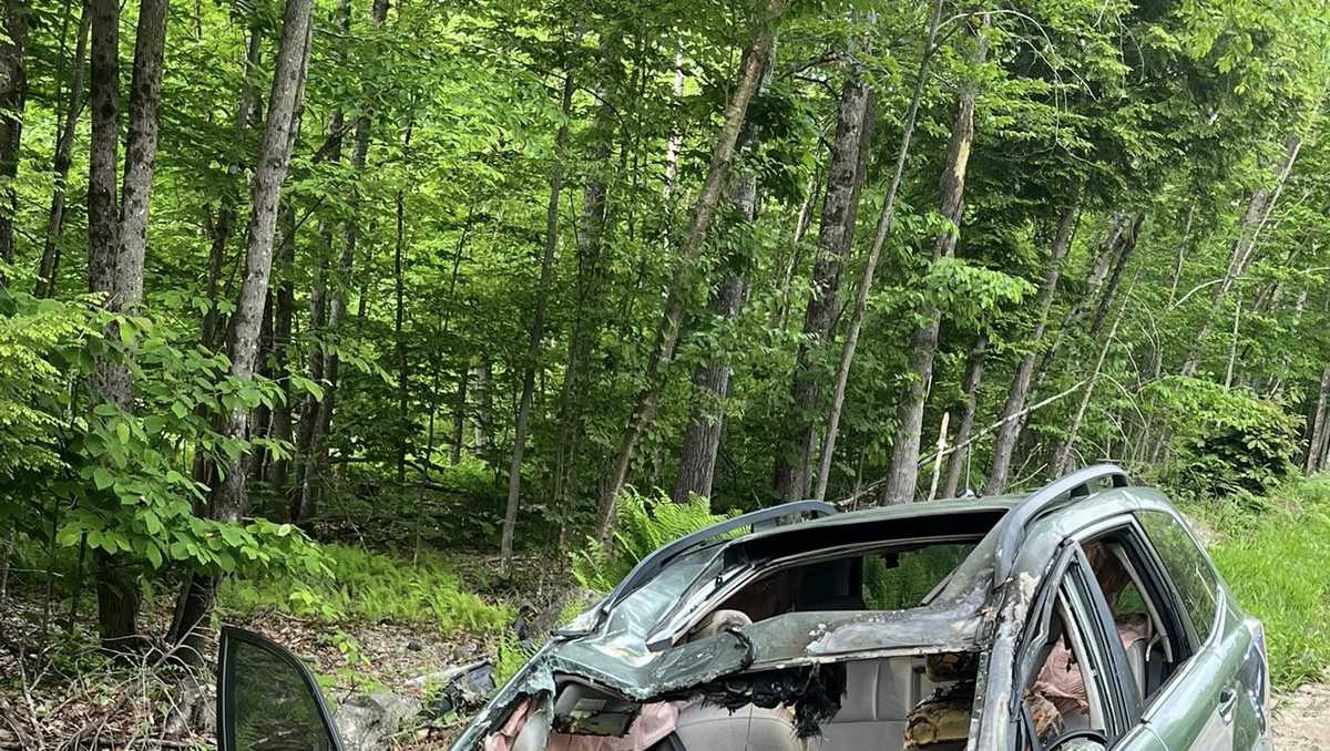 Woman pulled from car before it catches fire after crash in Maine