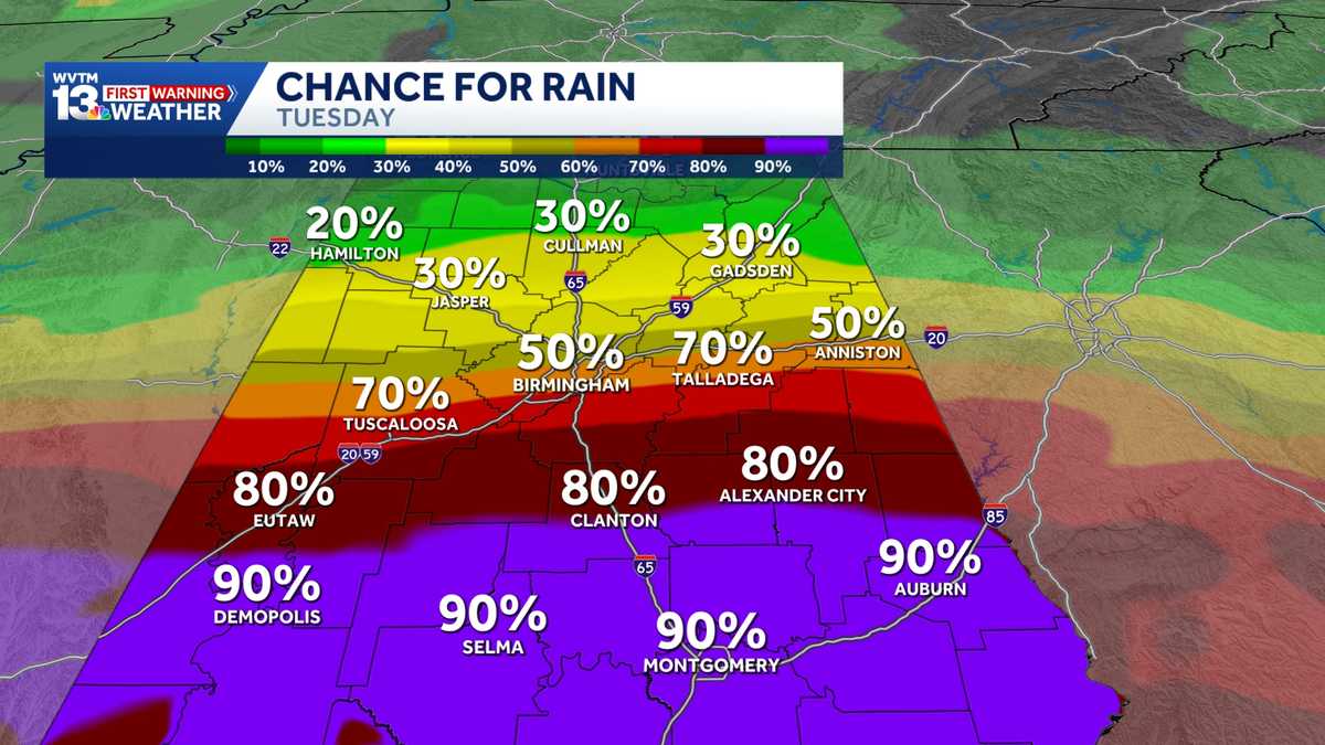 Alabama forecast: Rounds of rain, heavy storms bring a flood threat