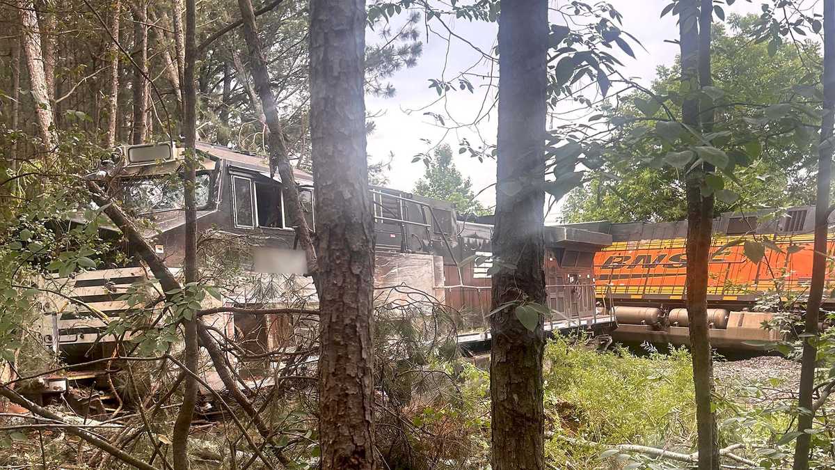 Train derails after colliding with tractor-trailer in Georgia