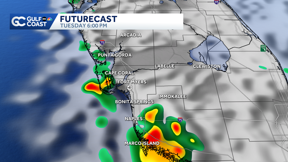 Scattered coastal storms Tuesday with near-record heat
