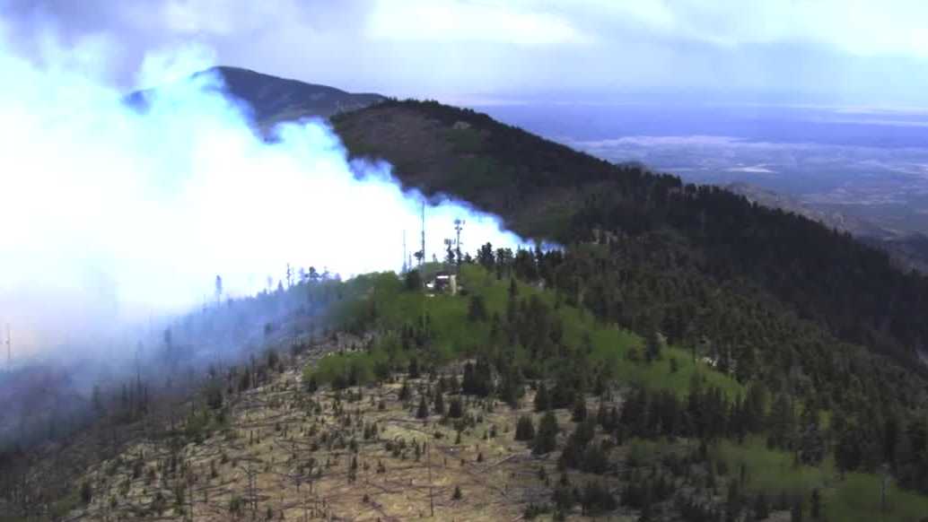 Sky 7 flies over Seven Cabins Fire in Lincoln County
