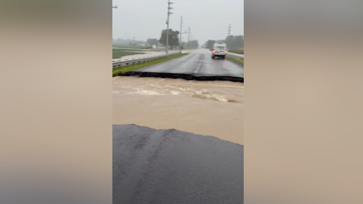 Video Shows Extreme Flooding Wash Away Part Of Roadway In Indiana Wlwt