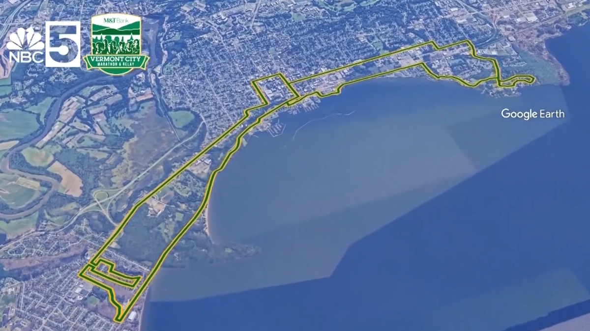 2026 Vermont City Marathon course flyover map
