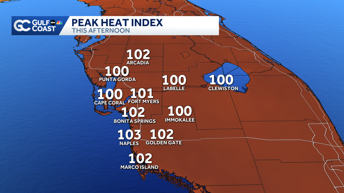 Triple-digit feels-like temperatures this afternoon