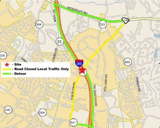 Bridge crossing I-385 closes over summer for rehabilitation work