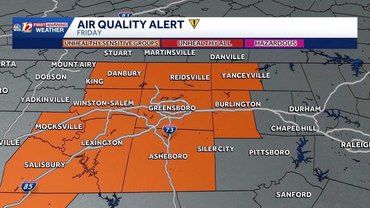 Code Orange Air Quality Friday in the Triad. Hot for the weekend.