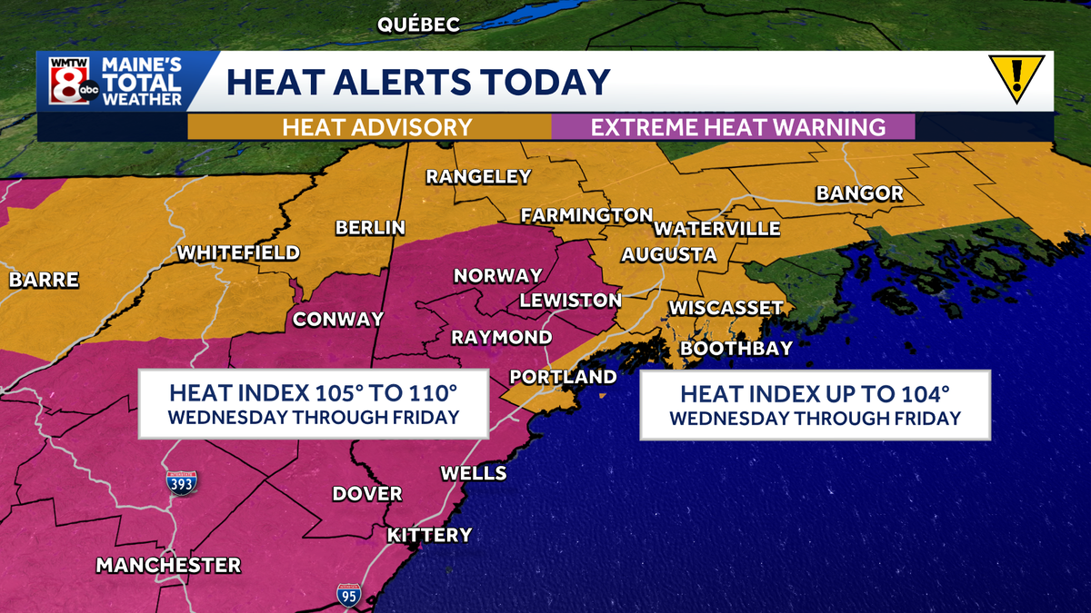 Heat index values could reach 110 degrees in Maine