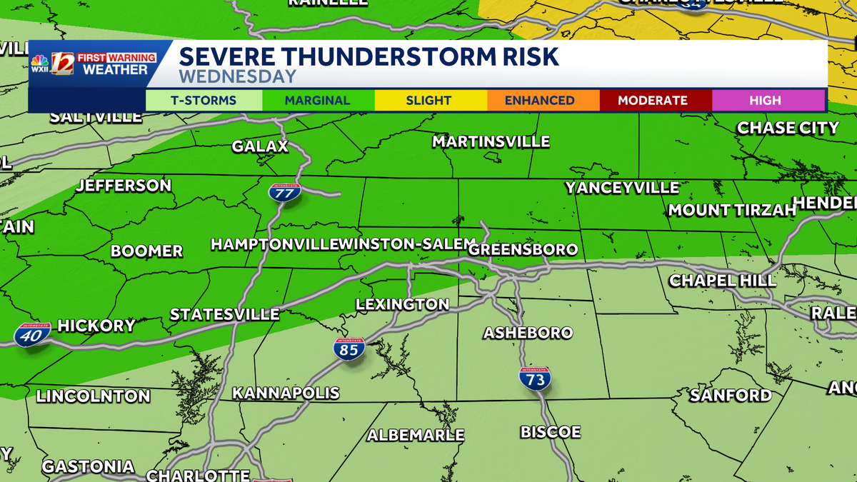 Humid Wednesday weather will set off strong Triad storms