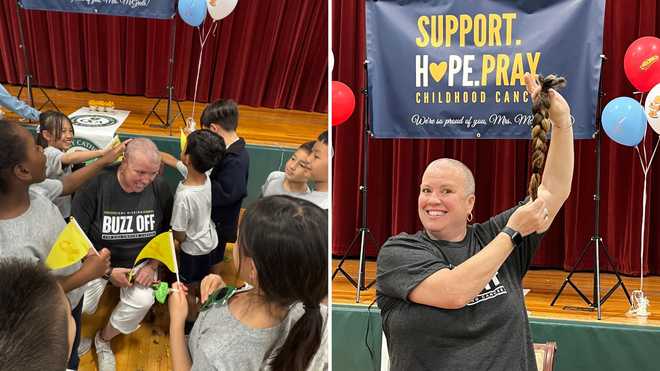 Quincy teacher buzzes hair for pediatric cancer, raises $10K