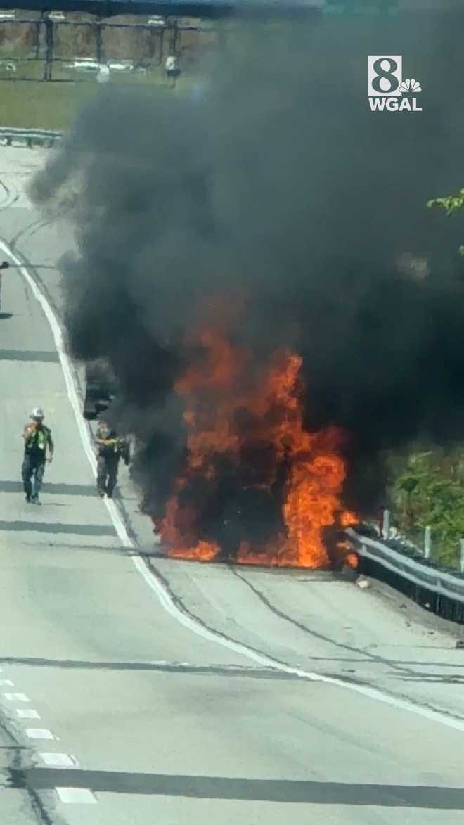 Video captures flames engulfing medical van on Pa. Turnpike