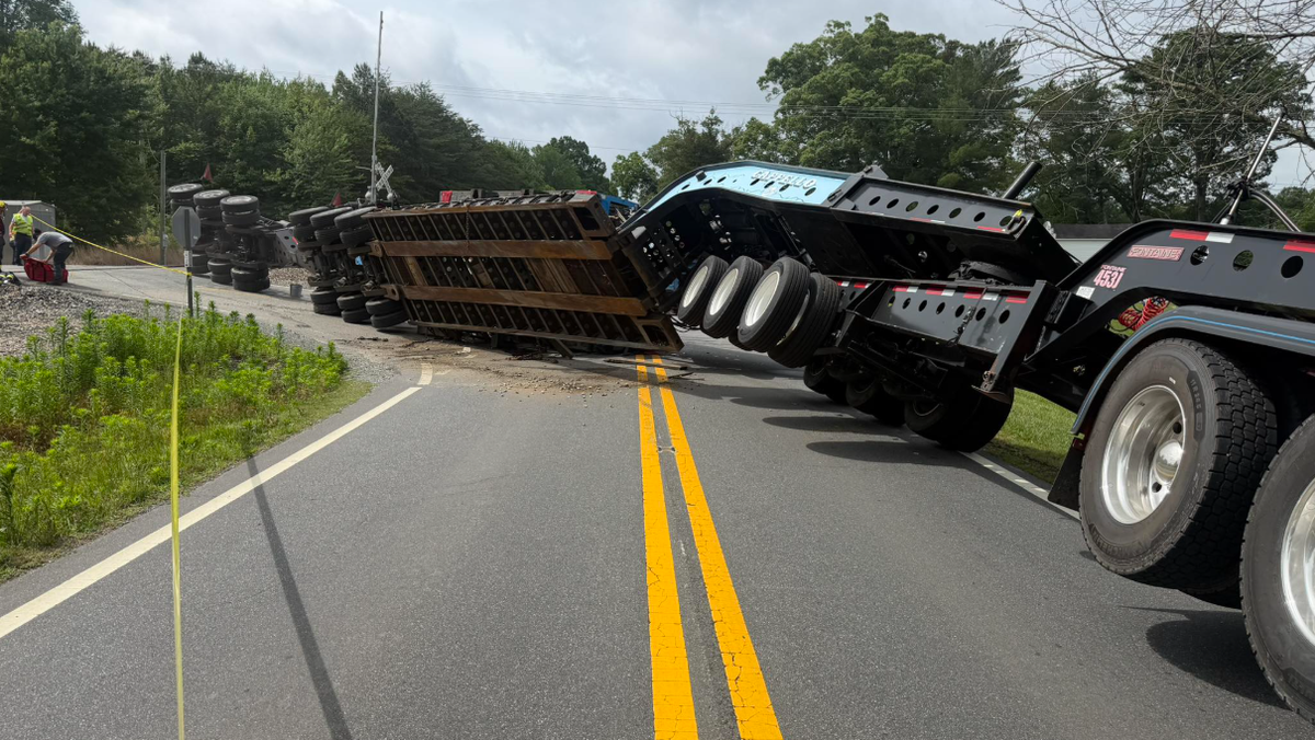 Overturned tractor-trailer shuts down Highway 311 at Fagg Road