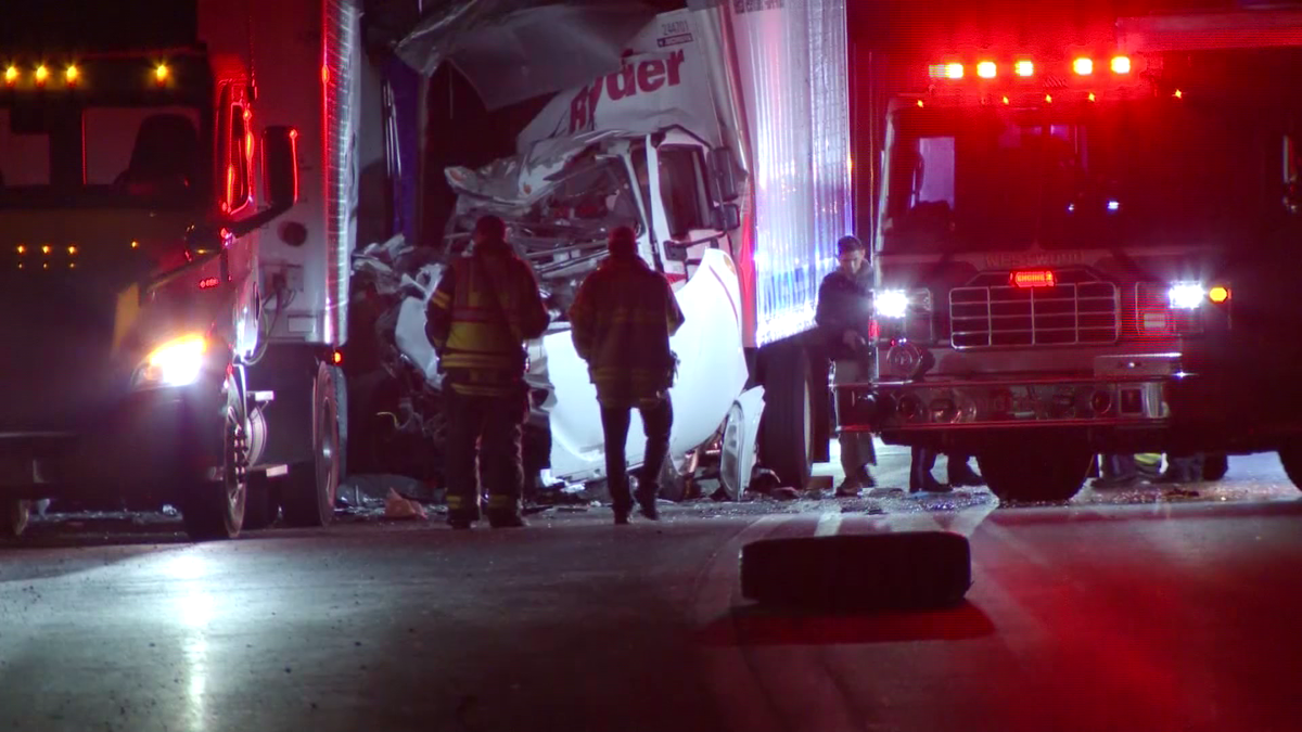 Box truck collides with tractor trailer on Route 128 in Westwood ...