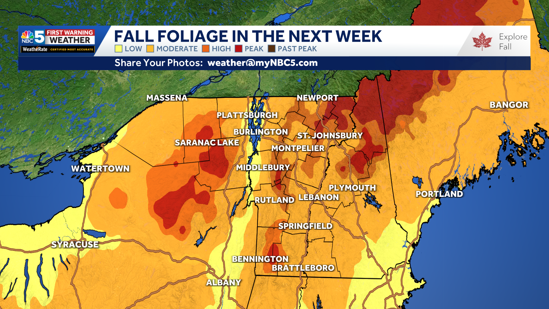 Peak fall color expected in the next week across parts of Vermont, New ...