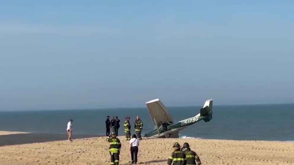 Maryland couple walks away after pilot makes emergency beach landing in ...
